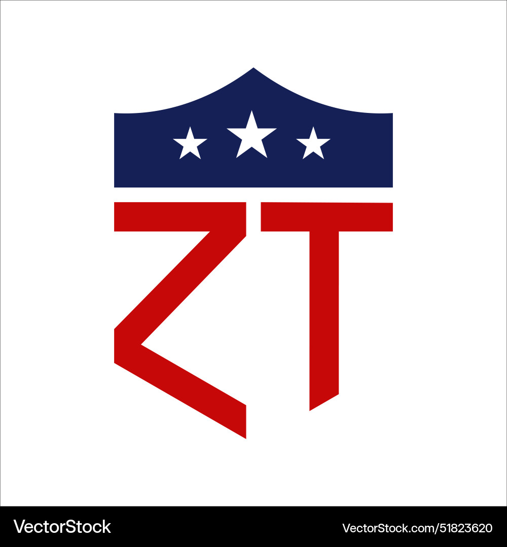 Patriotic zt logo design letter Royalty Free Vector Image