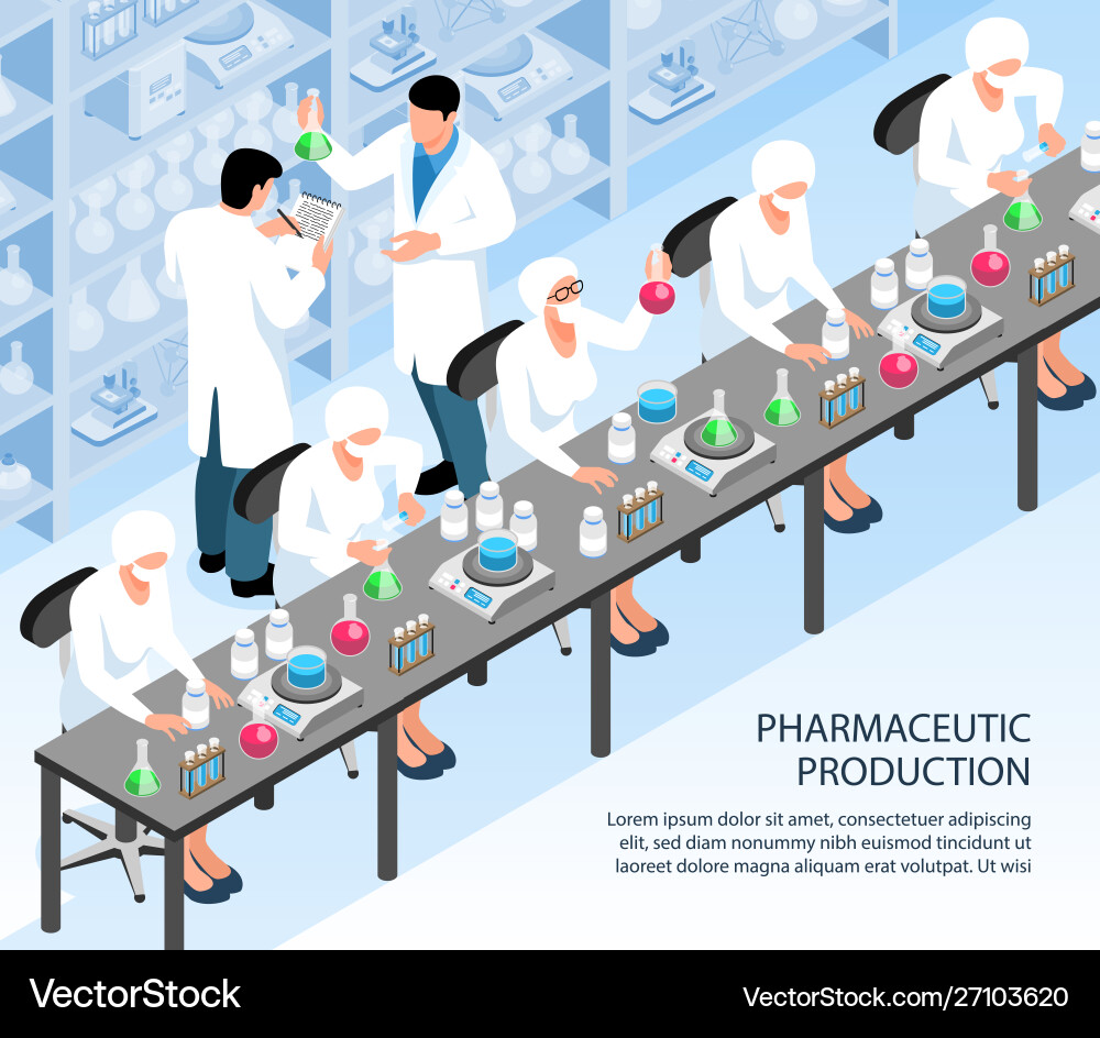 Pharmaceutic laboratory isometric Royalty Free Vector Image