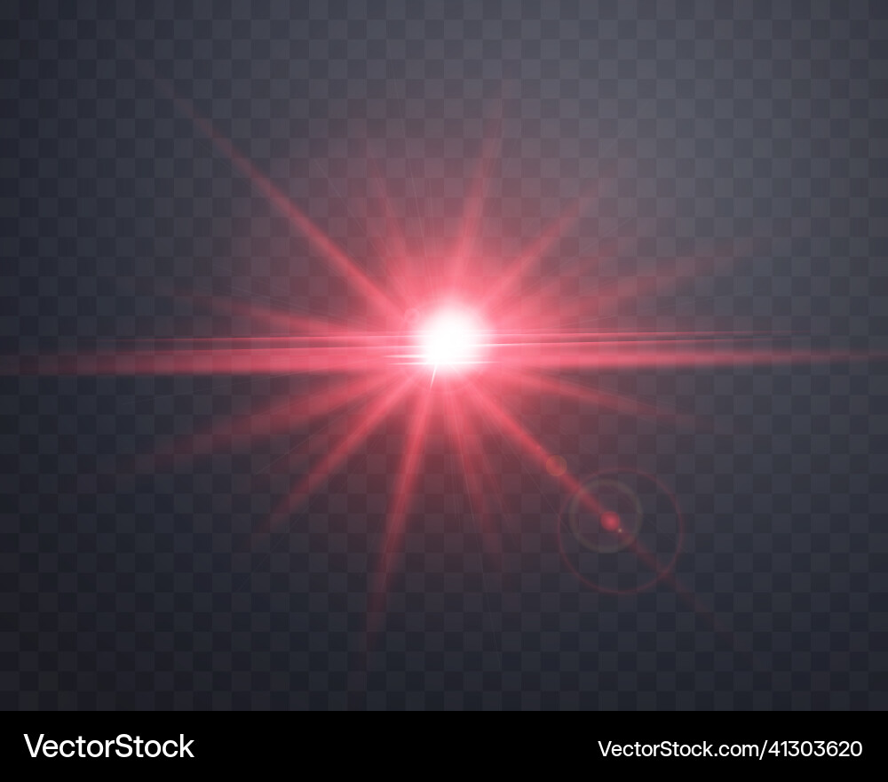 Red sunlight lens flare sun flash with rays Vector Image