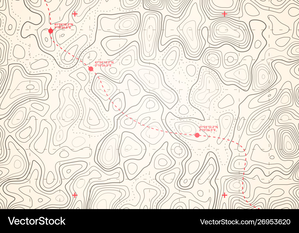 Vintage retro detailed contour topographic map Vector Image