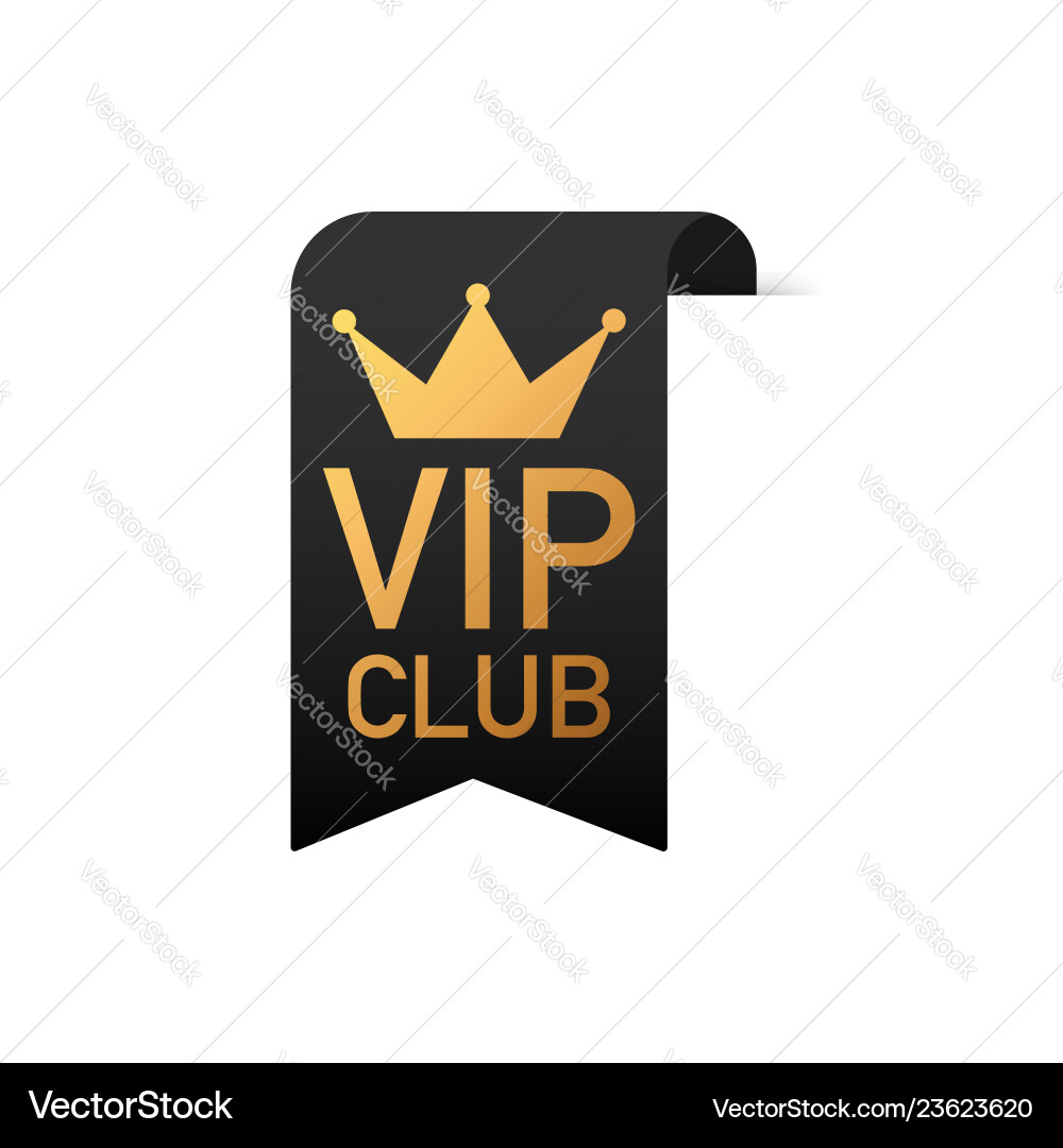 Vip club text on black ribbon white background Vector Image