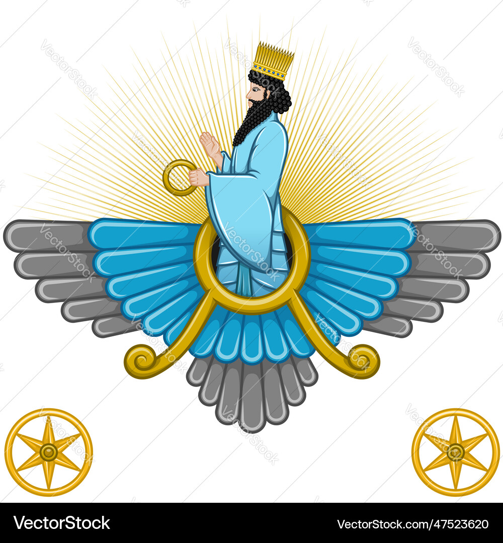 Zoroastrian symbol design Royalty Free Vector Image