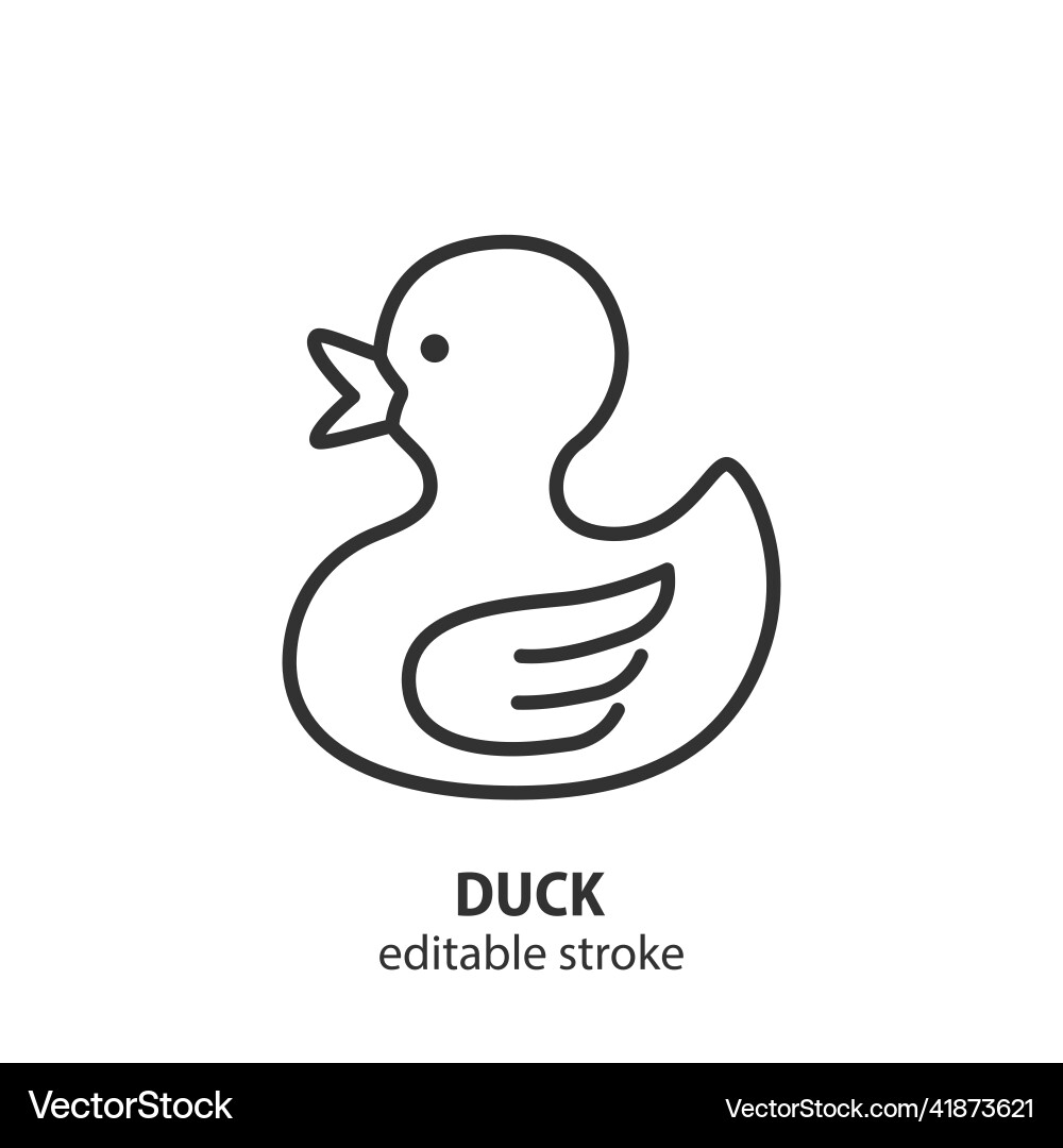 Duck line icon baby toy sign editable stroke Vector Image