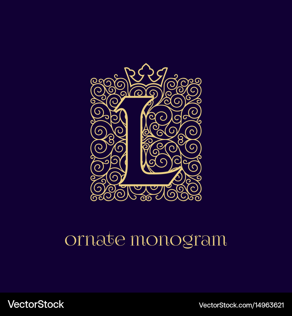 Monogram with crown l Royalty Free Vector Image