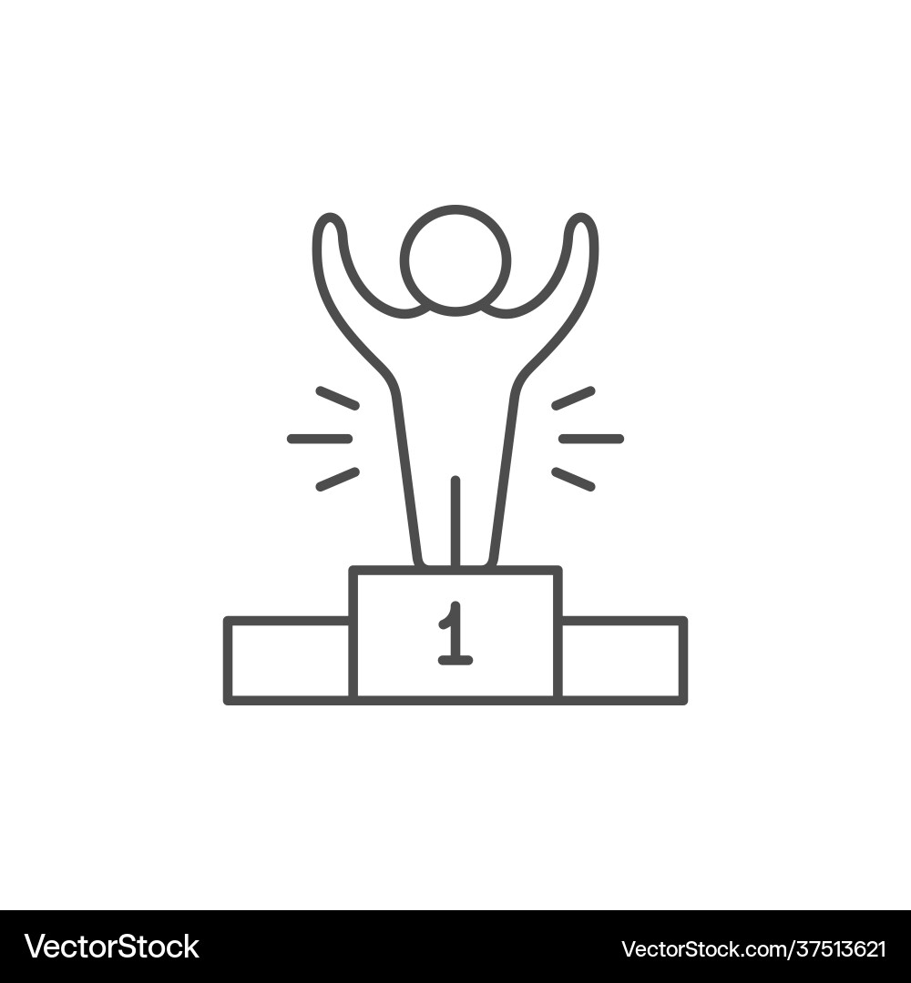 Person on pedestal line outline icon Royalty Free Vector