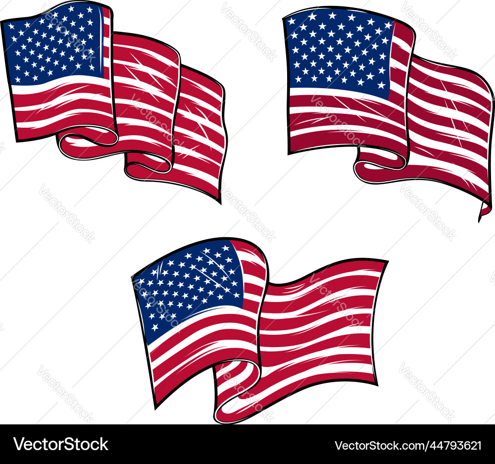 Set of american flags design element Royalty Free Vector