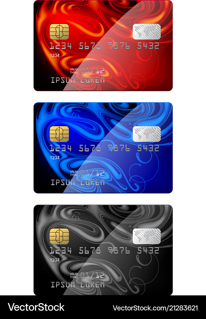 Set of credit cards in different color Royalty Free Vector