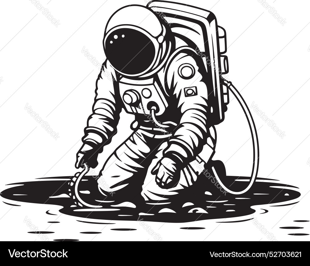 Stellar seedling graphic of astronaut tending Vector Image
