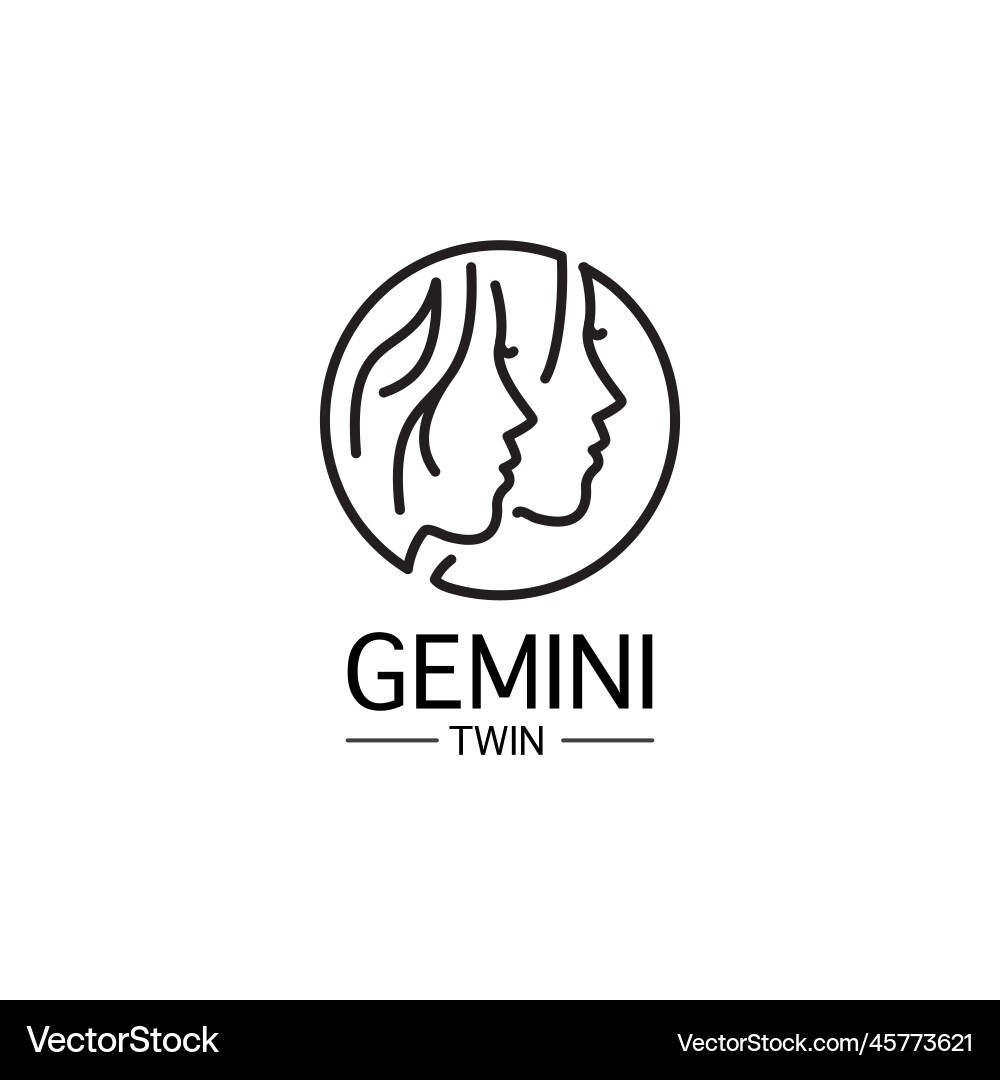 Twin girl gemini inside circle line art style Vector Image