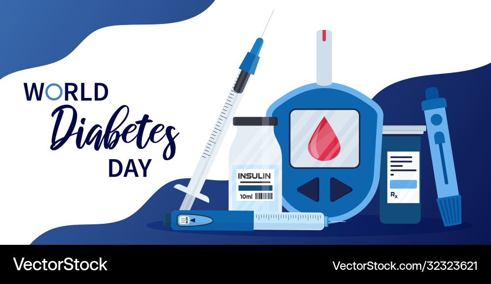 World diabetes day banner or flyer with insulin Vector Image