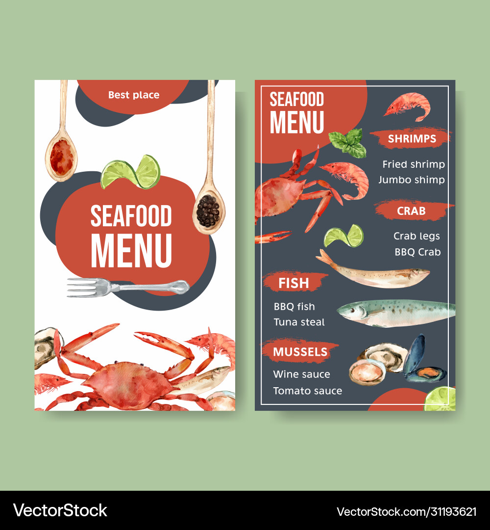 World food day menu design with crab shrimp clam Vector Image