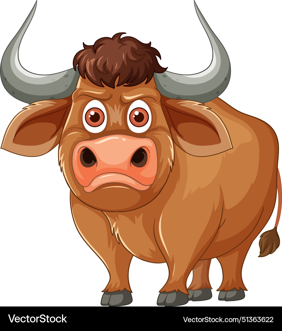 Cute cartoon bull with expressive eyes Royalty Free Vector