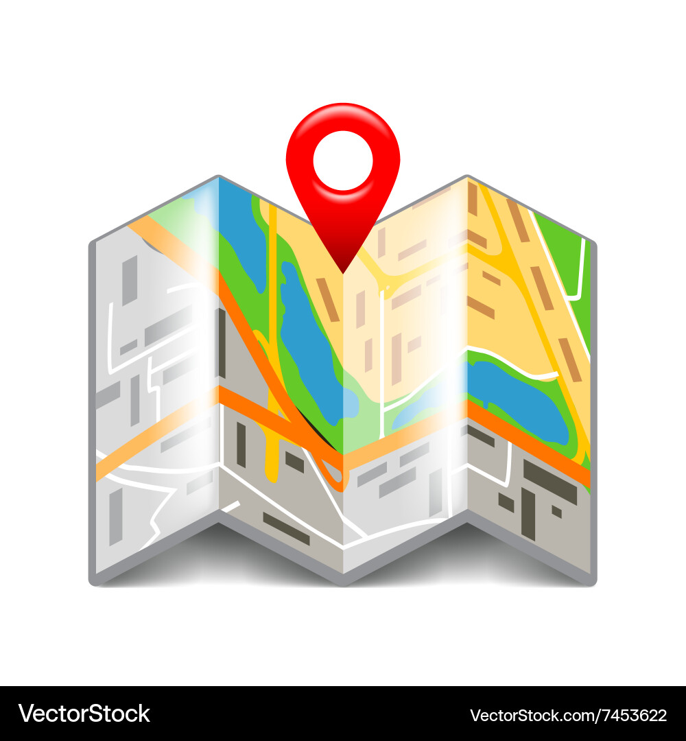 Folded map isolated on white Royalty Free Vector Image