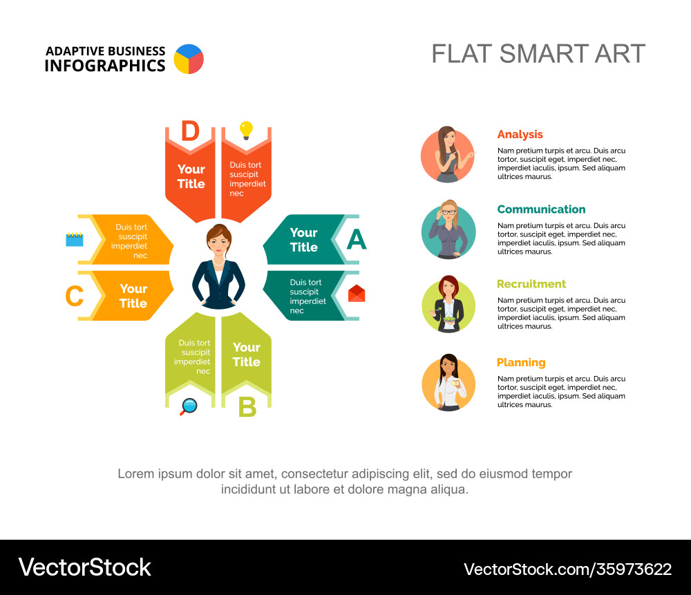 Four ideas process chart template for presentation