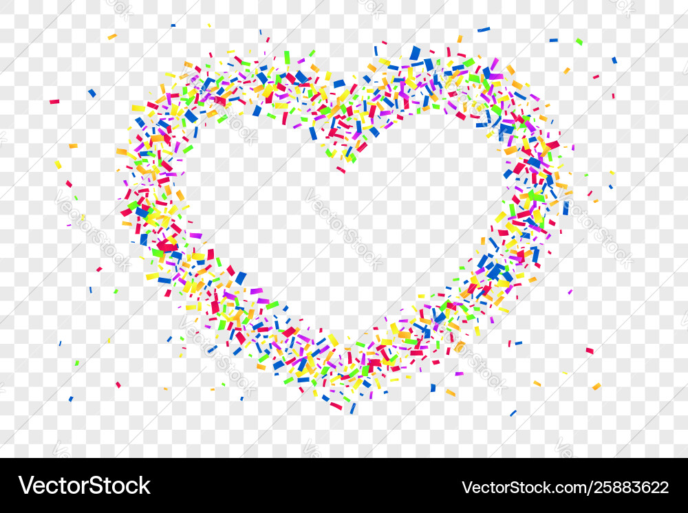 Heart confetti isolated white transparent Vector Image