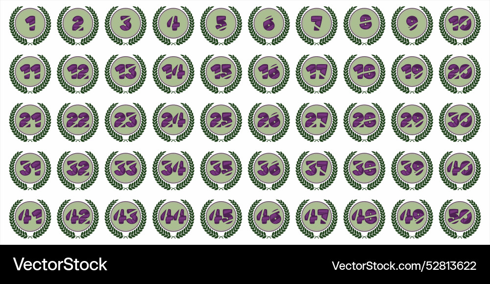 Numbers 1 to 50 premium Royalty Free Vector Image