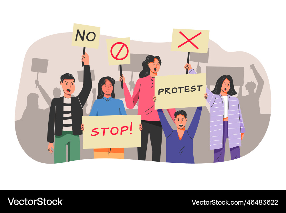 People with banners persons political protest Vector Image