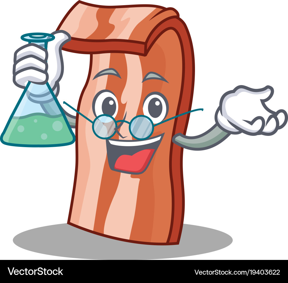 Professor bacon character cartoon style Royalty Free Vector
