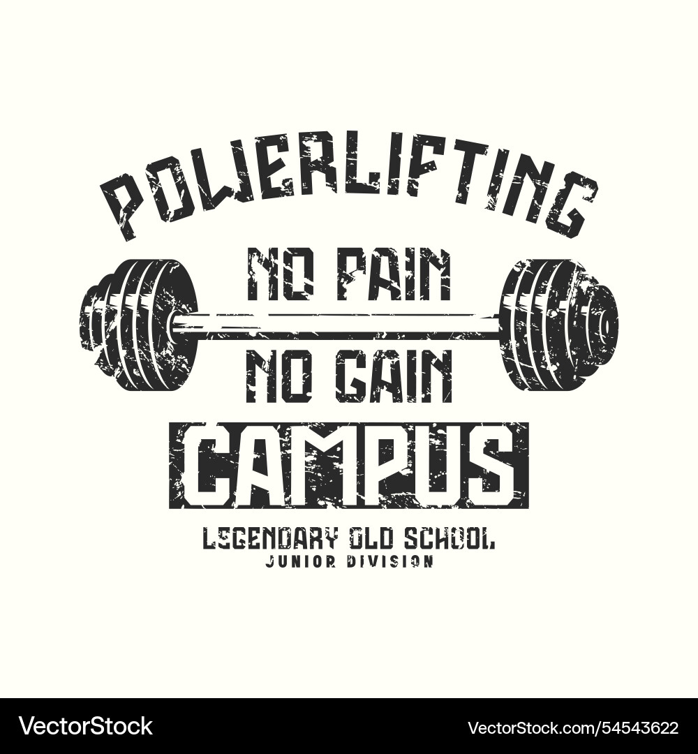 Typographisches Emblem für Powerlifting Club Vektorbild