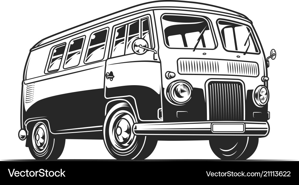 Vintage hippie van template Royalty Free Vector Image