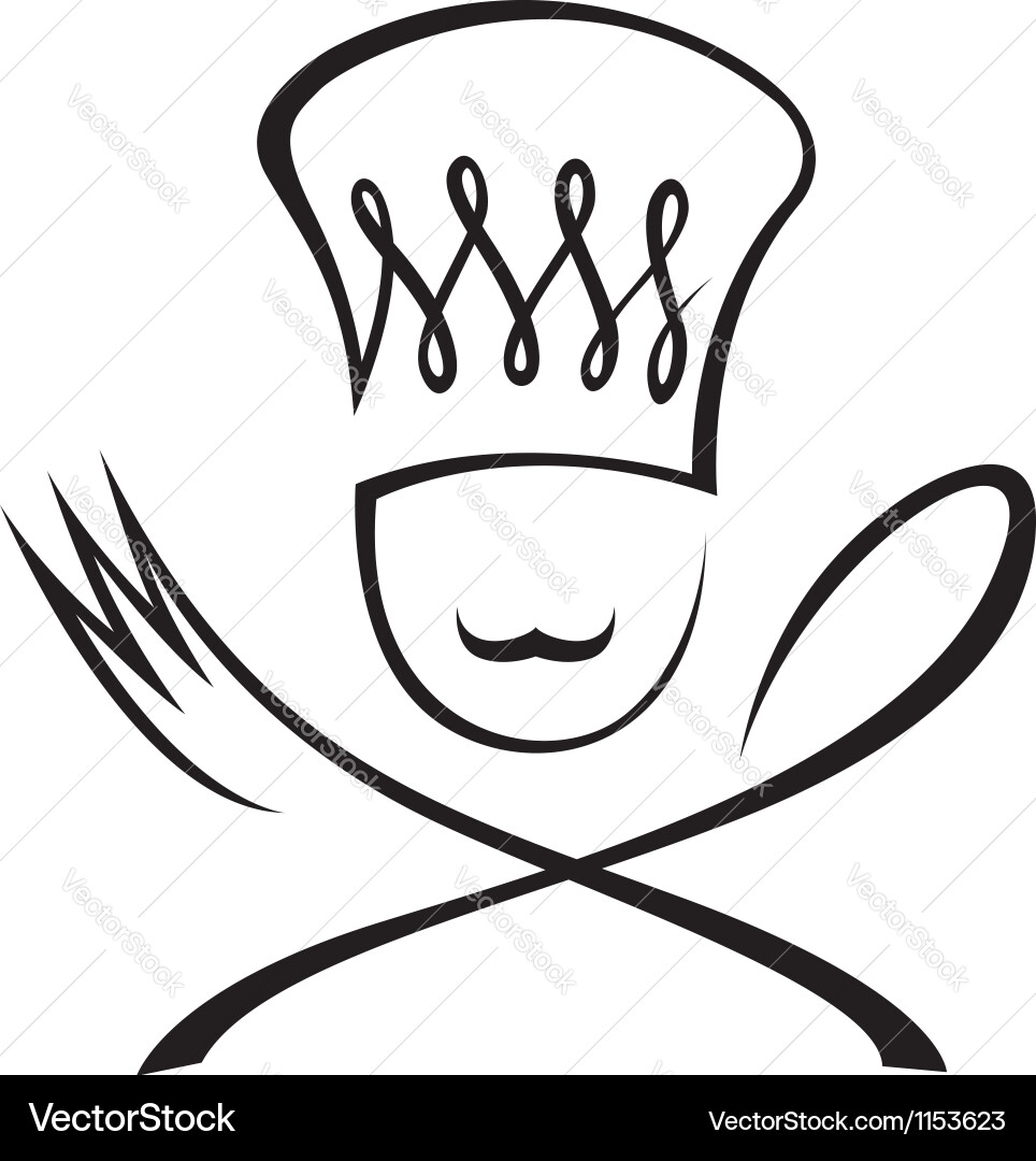 Chef with spoon and fork Royalty Free Vector Image