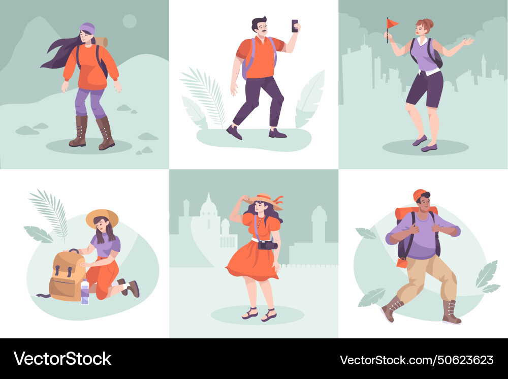 Excursion flat design concept Royalty Free Vector Image