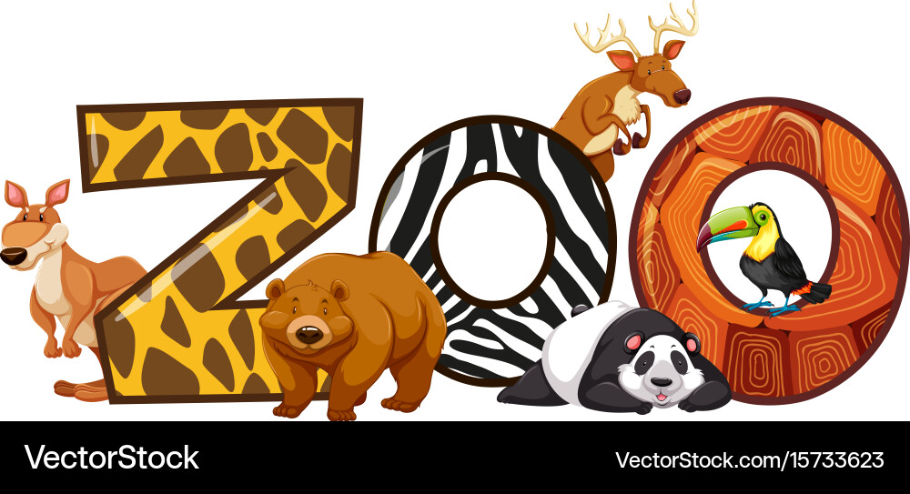 Font design for word zoo Royalty Free Vector Image