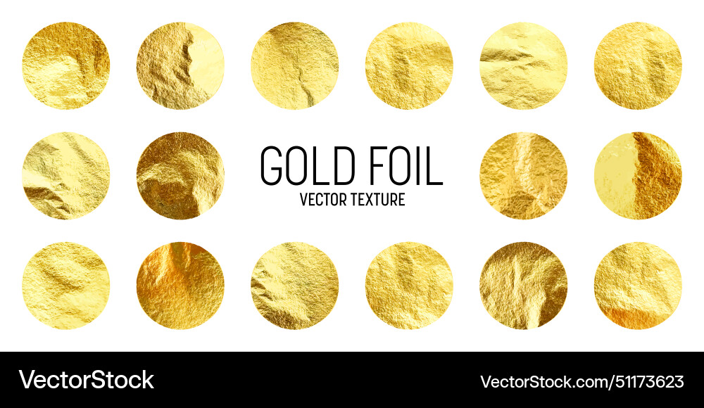 Gold foil shiny handmade circles golden Royalty Free Vector