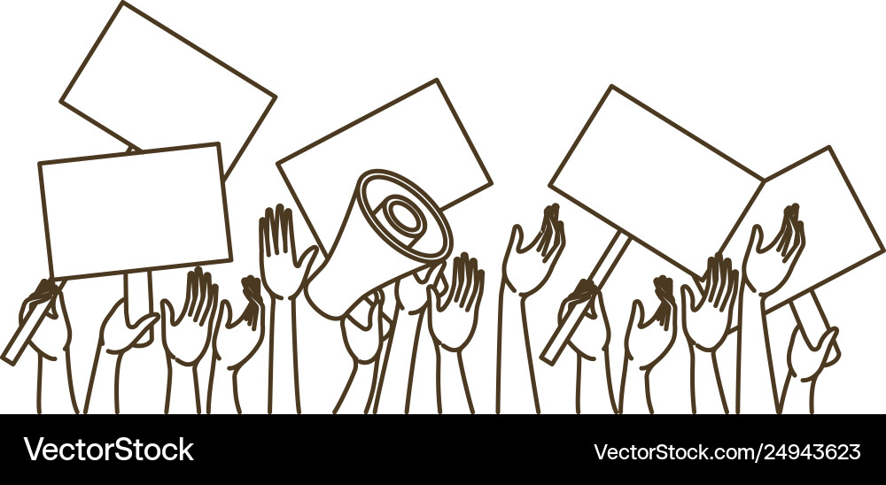 Protest Hands with Sign Royalty Free Vector Image