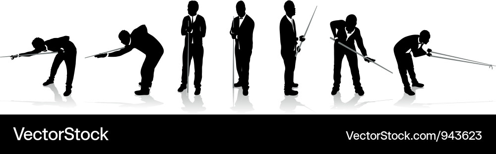 Snooker Players Silhouette Set Royalty Free Vector Image