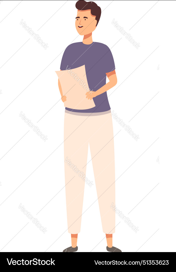 Young man holding a document Royalty Free Vector Image