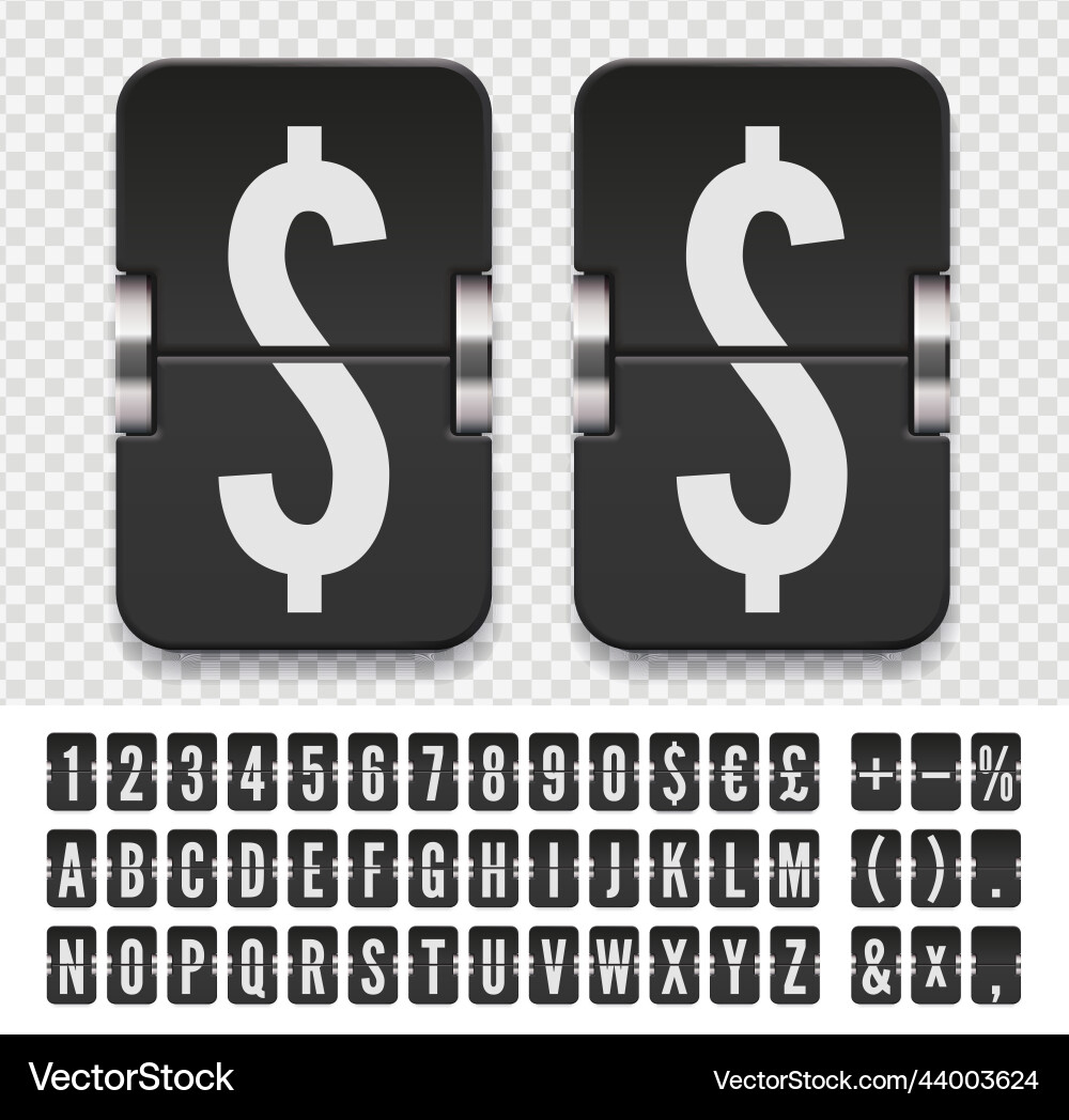 Black flip board font for destination Royalty Free Vector