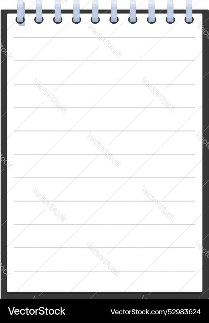 Blank notepad with spiral binding showing empty Vector Image