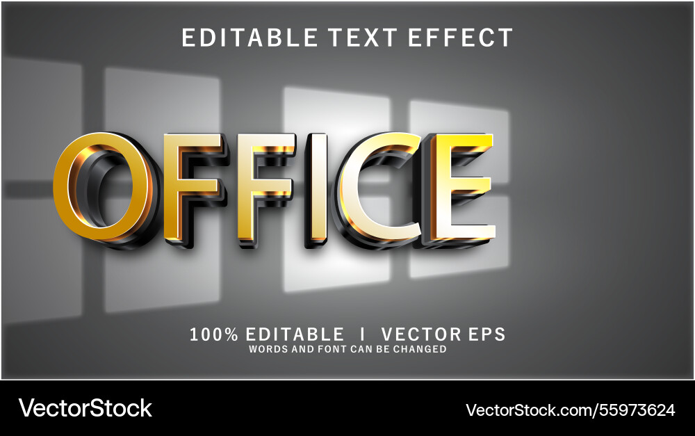 Golden office 3d text effect with modern style Vector Image