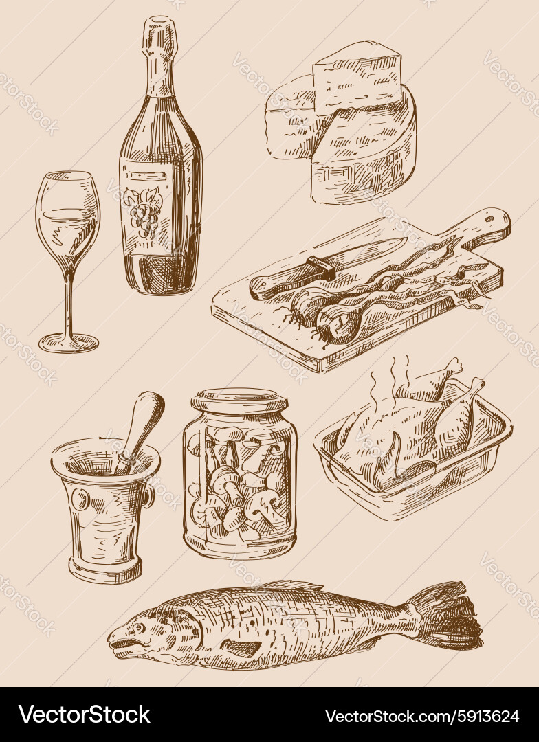 Hand drawn food sketch Royalty Free Vector Image