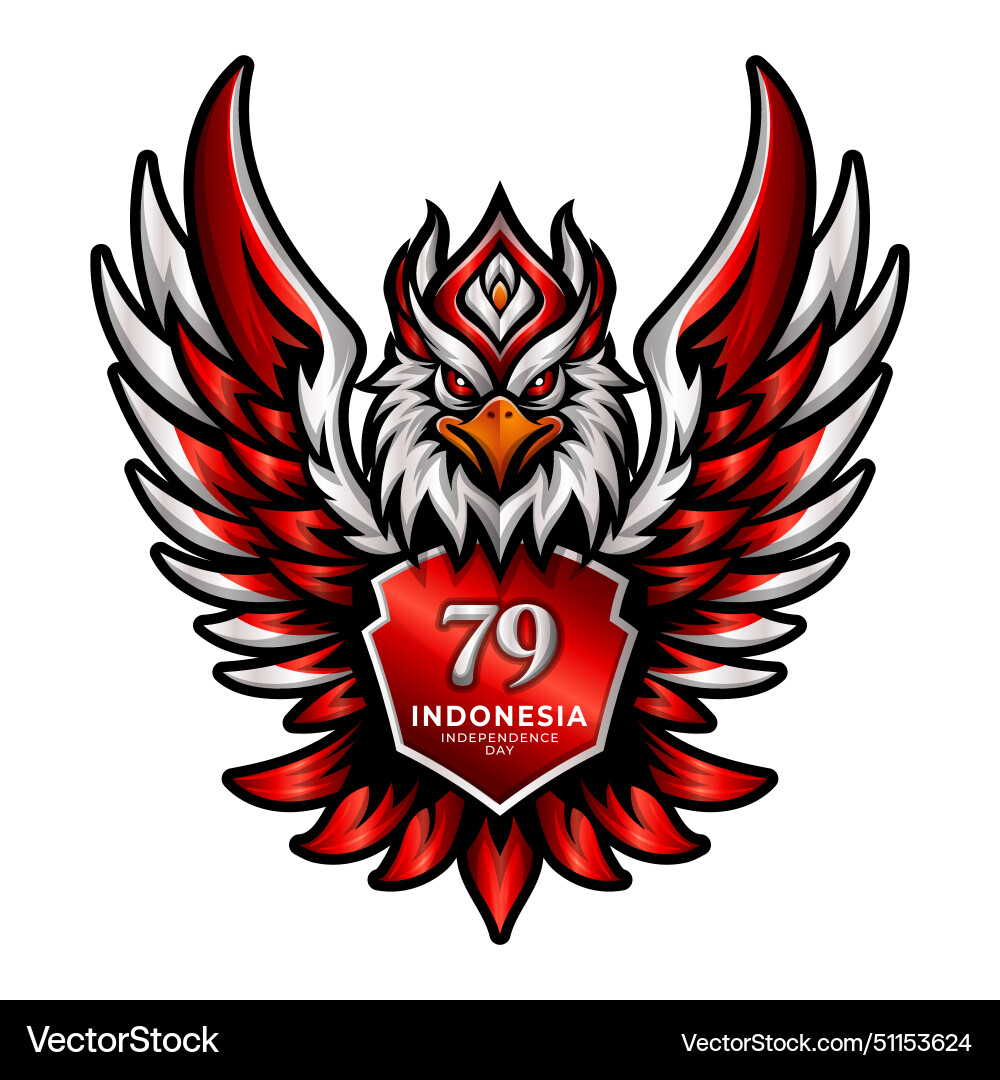 Hut ri ke 79 logo mit garuda mascot Lizenzfreier Vektor
