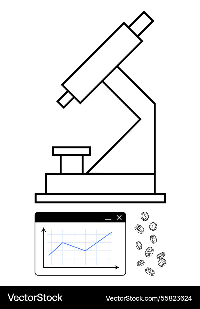 Scientific research with microscope data analysis Vector Image