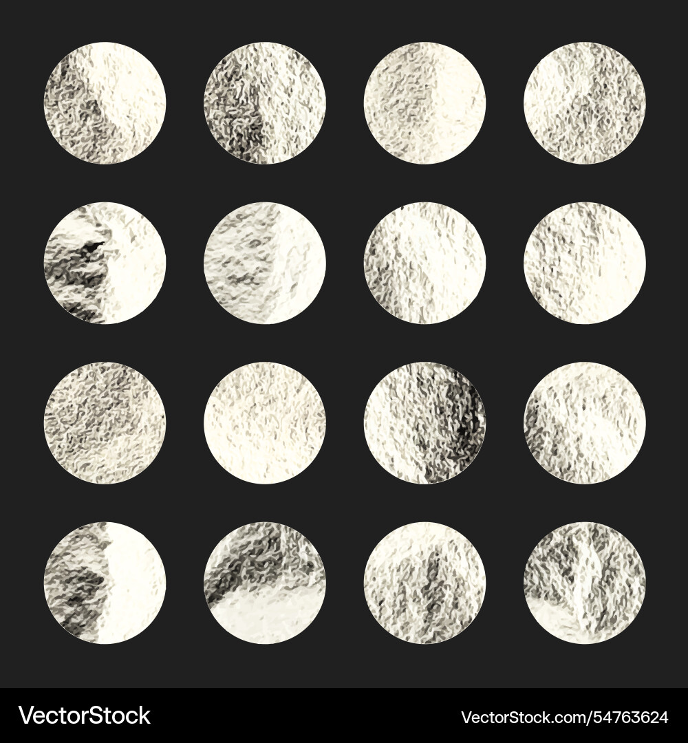 Silver foil shiny handmade circles golden Vector Image