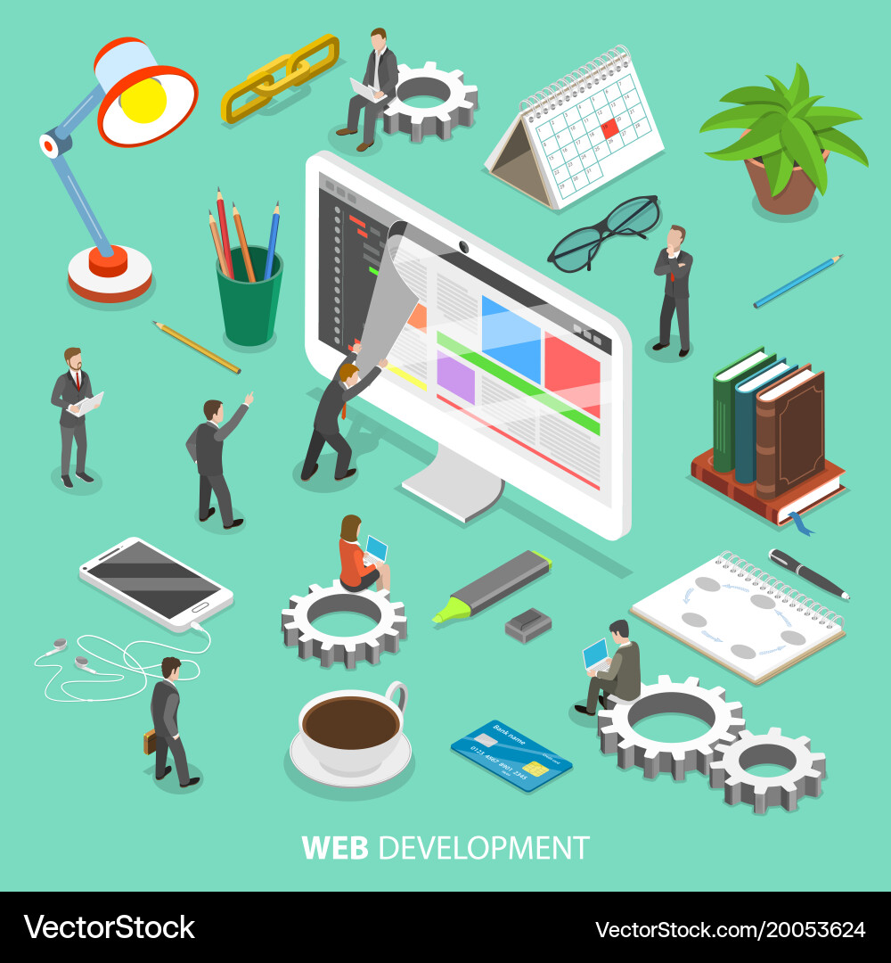 Web Development Isometric Concept Royalty Free Vector Image