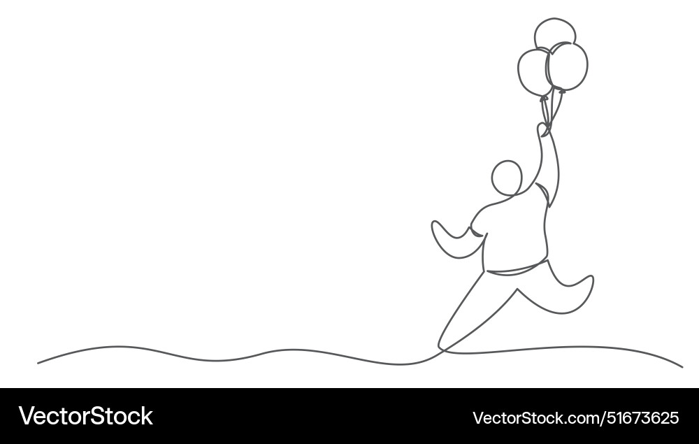 Birthday one line drawing on white background Vector Image