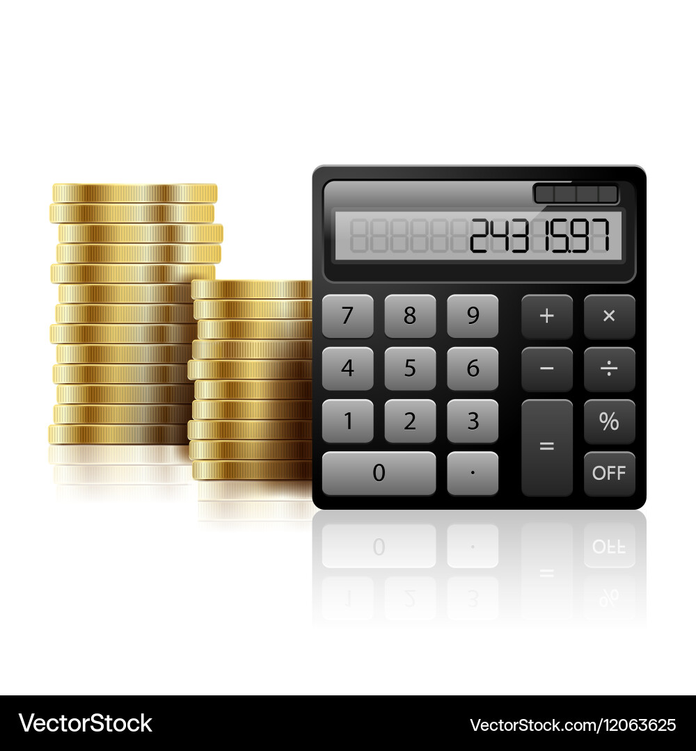 Calculator and coins Royalty Free Vector Image