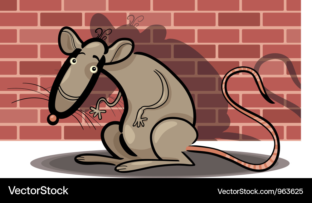 Cartoon rat against brick wall Royalty Free Vector Image