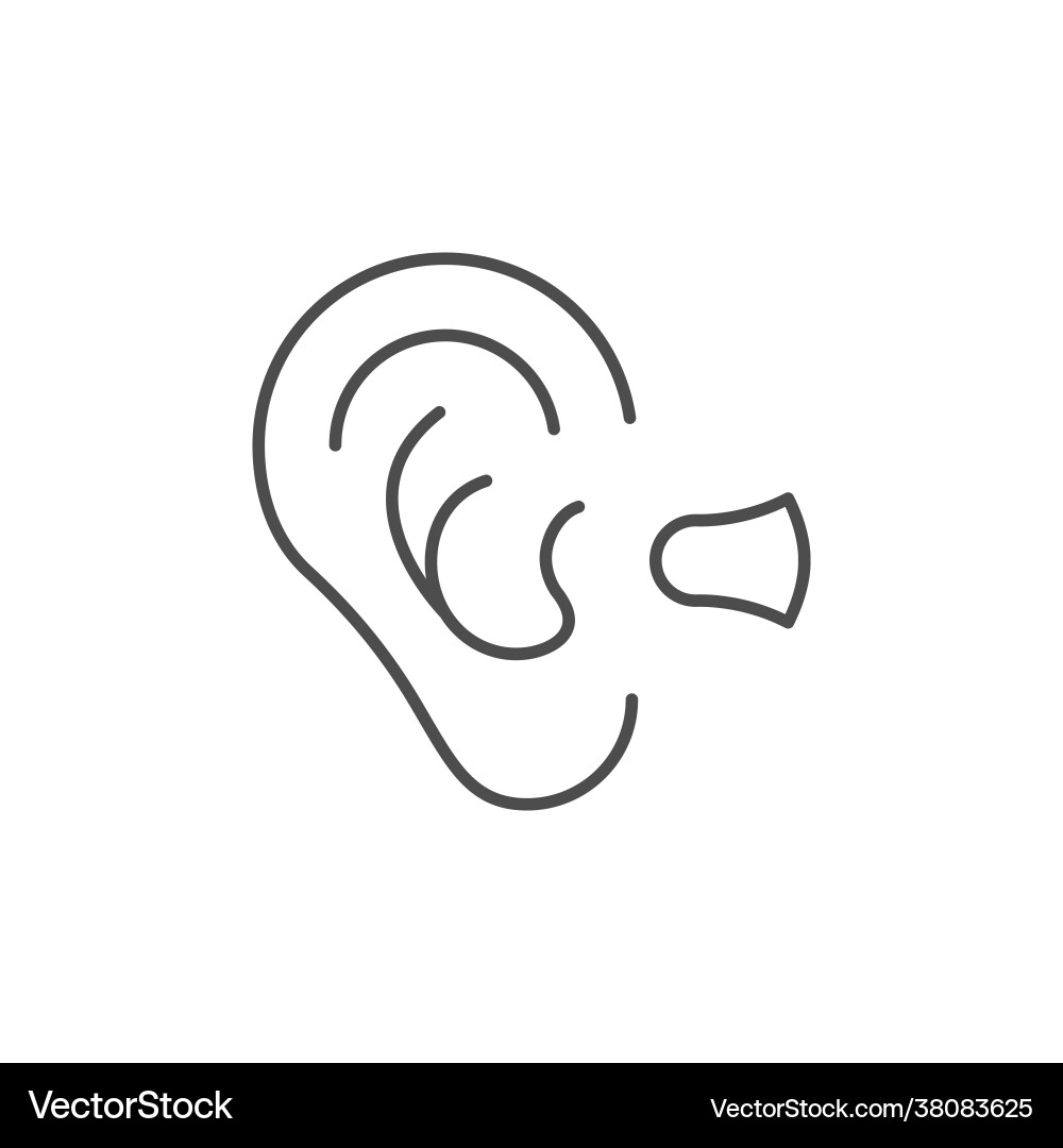 Ear plug line outline icon Royalty Free Vector Image
