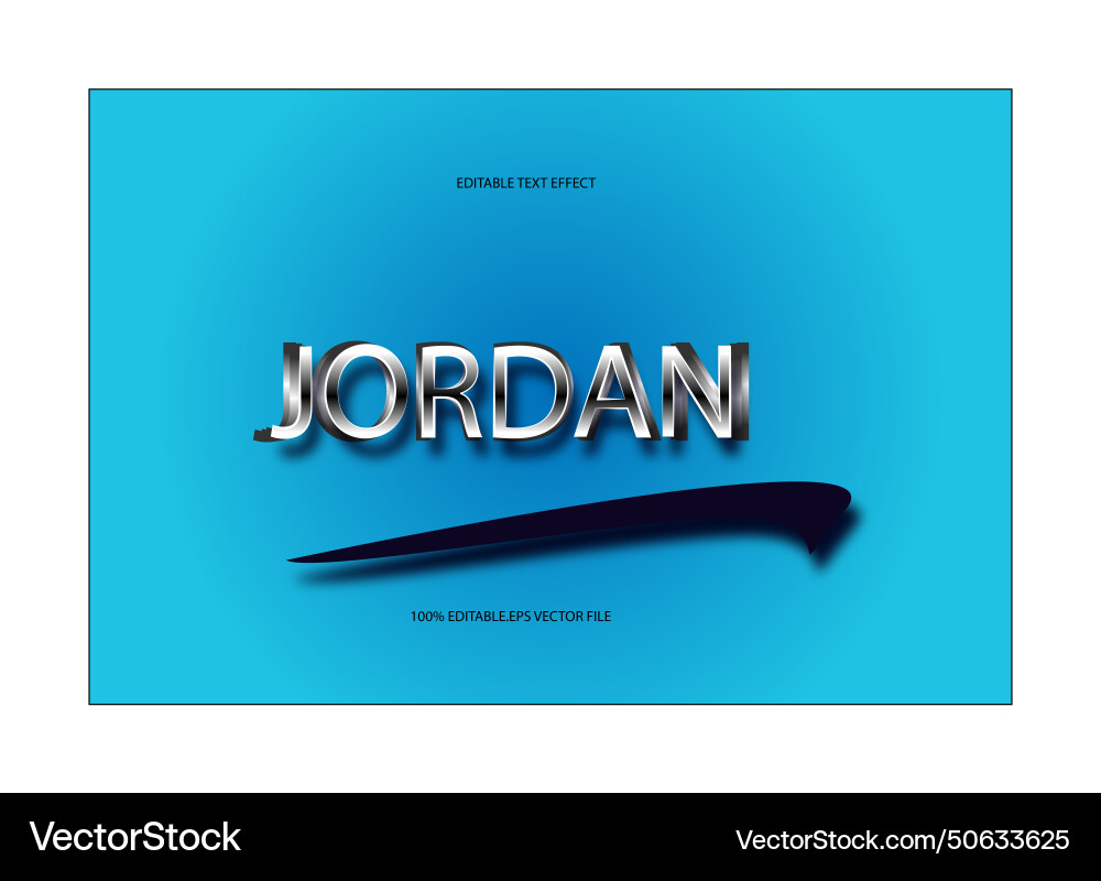Jordan editable text effect 3d emboss gradient Vector Image