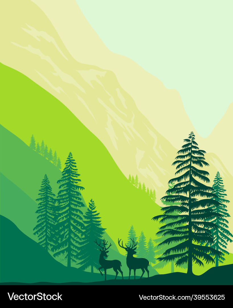 Mountains landscape with forest and pine tree Vector Image