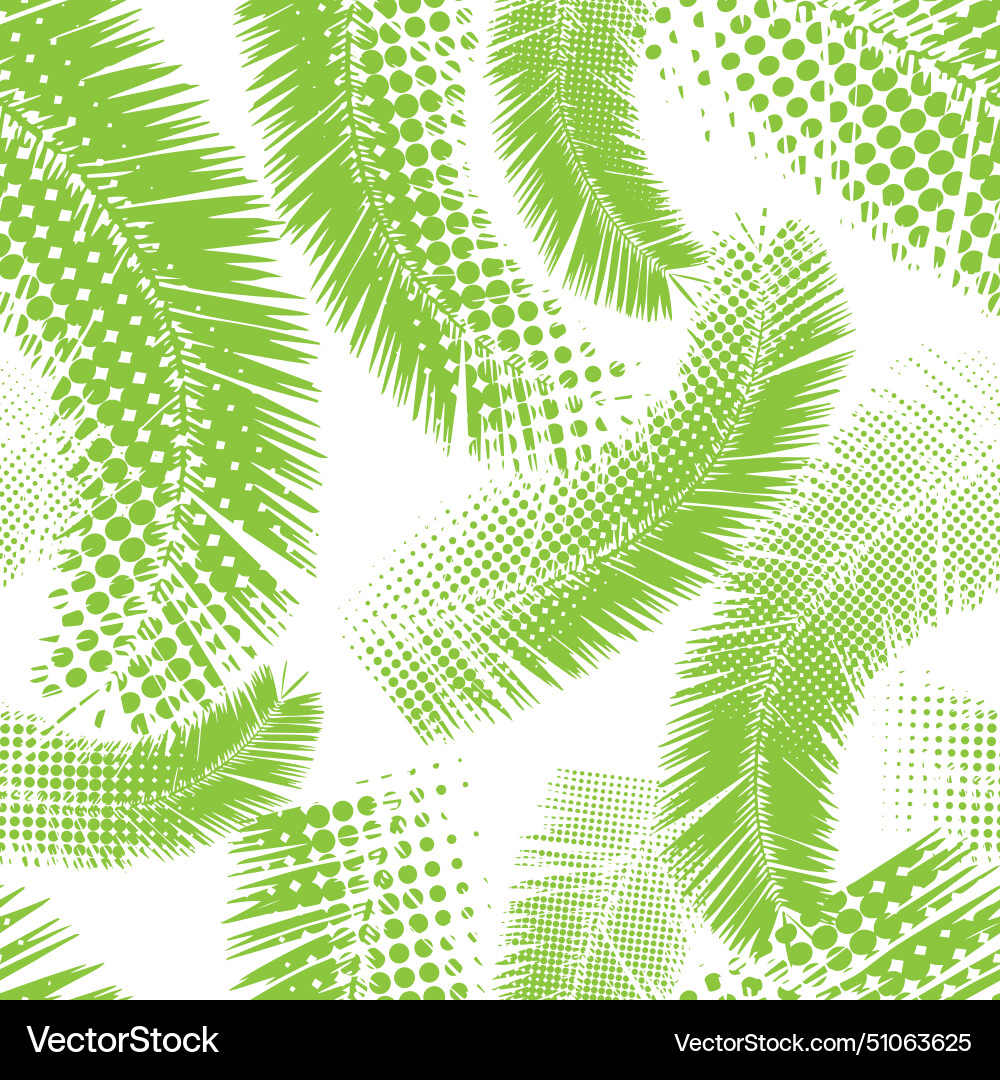 Palm leaves seamless pattern on white background Vector Image