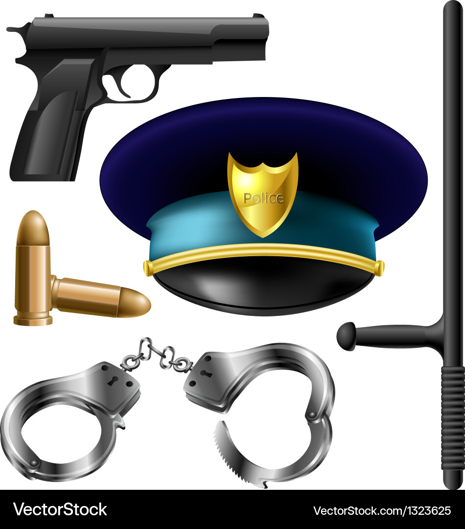 Police item set Royalty Free Vector Image - VectorStock