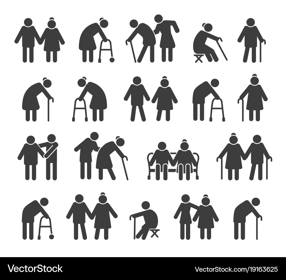Senior Citizen Icons - Retirement & Aging Vector Image