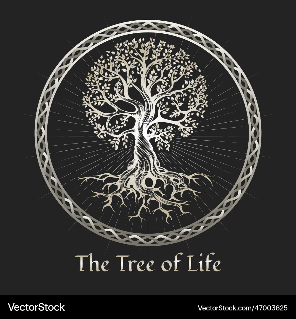 Tree of life in a circle frame esoteric emblem Vector Image