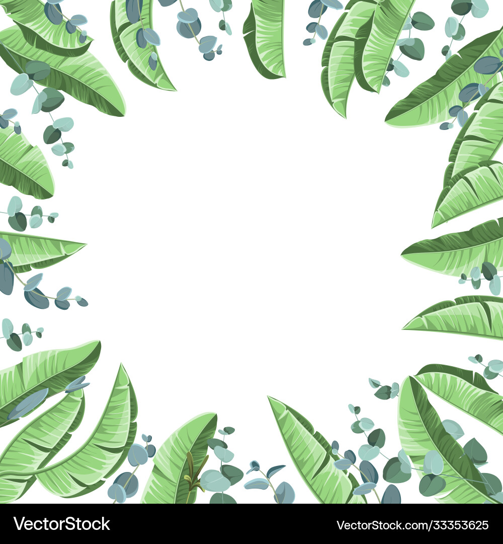 Tropical background with banana leaves Royalty Free Vector